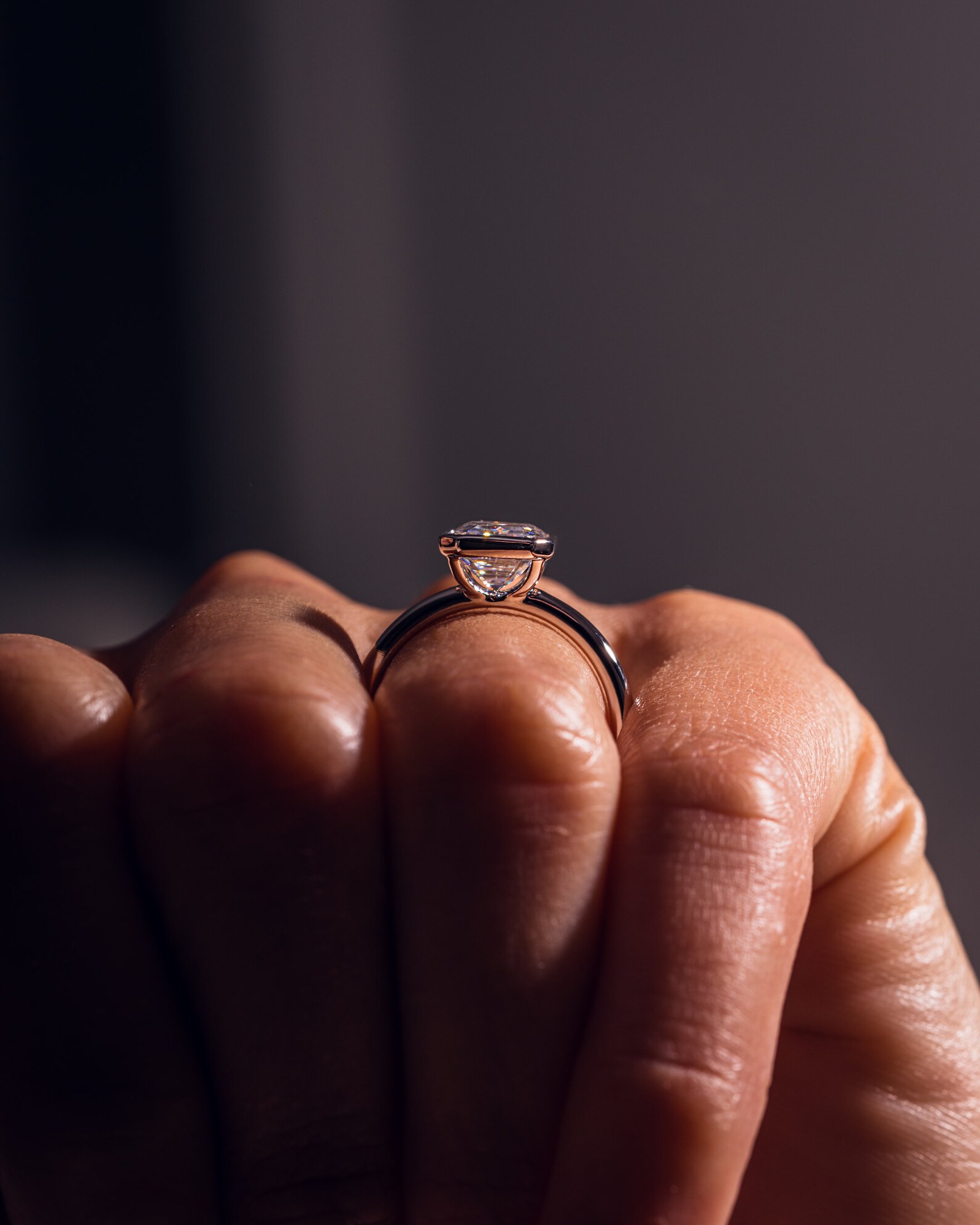 Beth - Emerald Cut Moissanite Engagement Ring With Bezel | Zen ...
