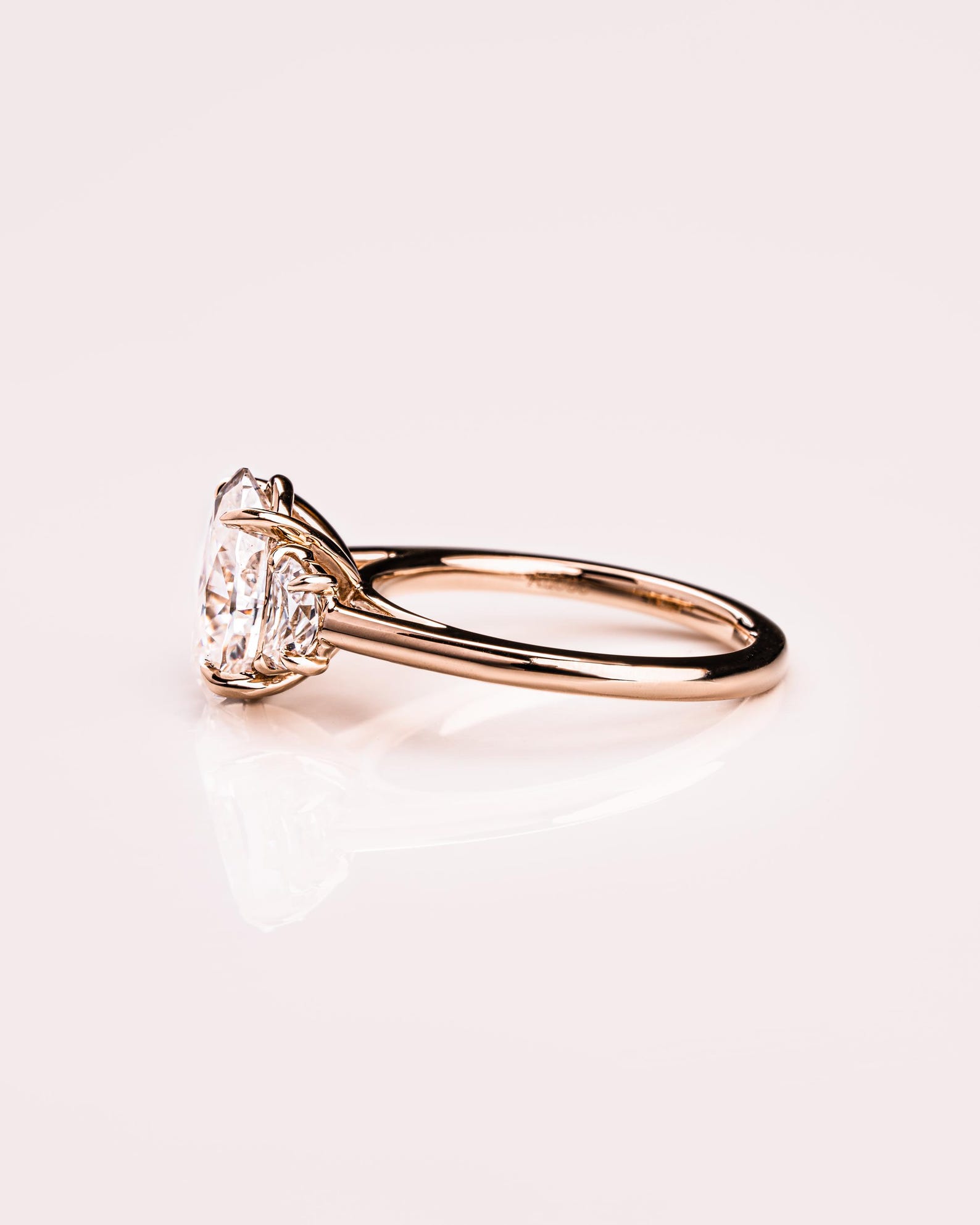 Blair - Center Stone Oval Cut & Side Stones Half Moon Cut Moissanite ...