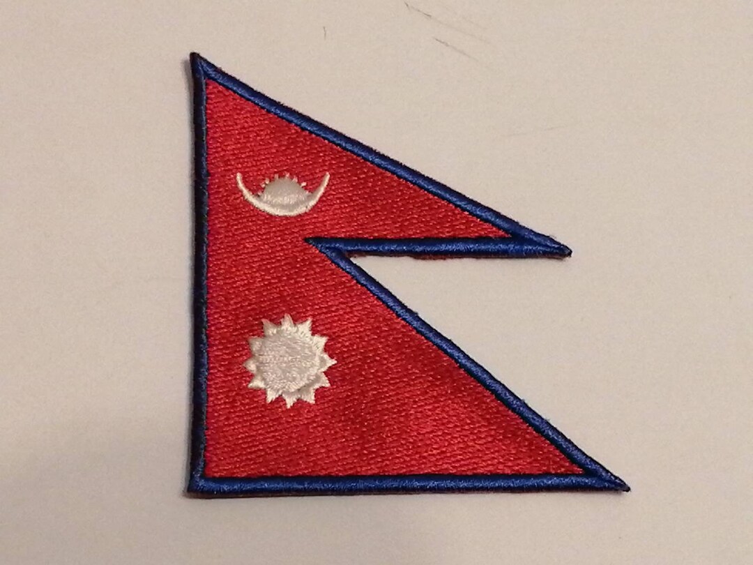 Nepal Flag Patch Iron on Embroidered Patch Hotfix Patch 7.70 Cm X 6.80 ...