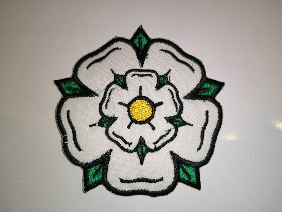 White Rose Yorkshire Symbol Beautiful Patch Iron on Embroidered Hotfix ...