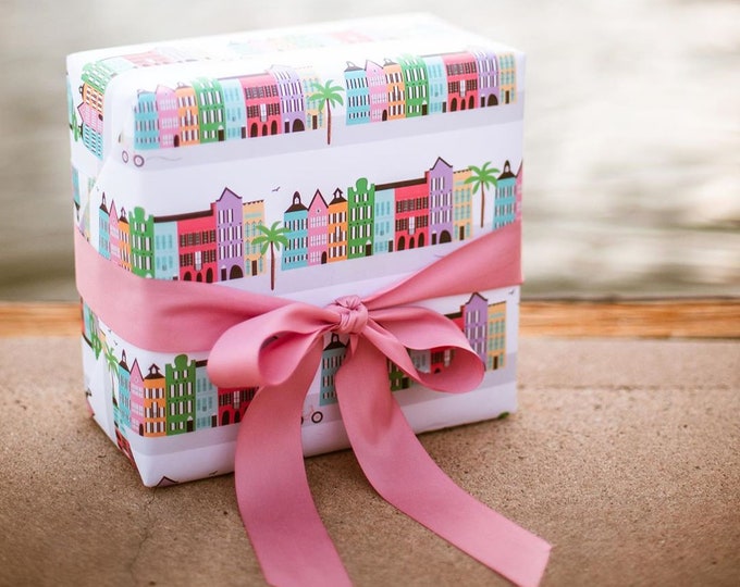 Charleston's Rainbow Row Flat Wrap - Etsy