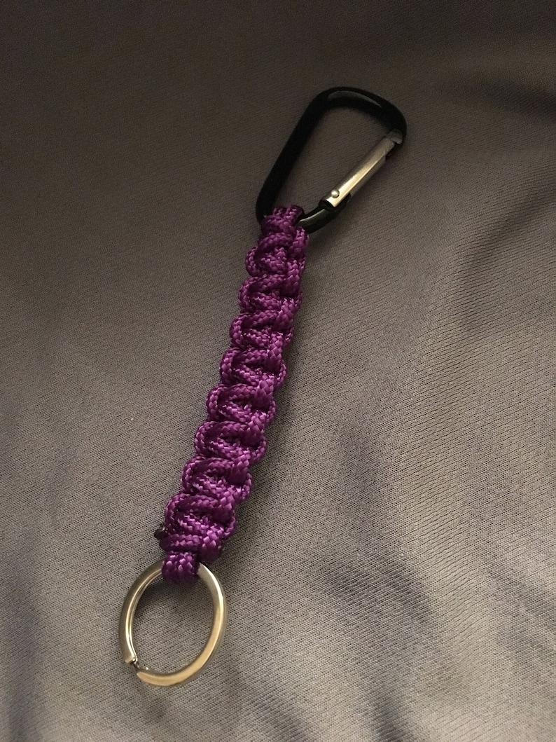 Purple Carabiner Paracord Keychain - Etsy