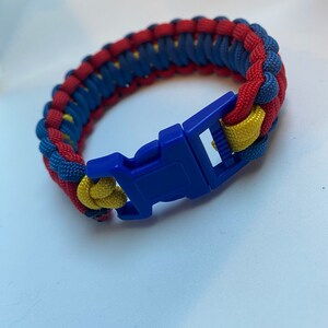 Three-tone Red Blue and Yellow Paracord Bracelet - Etsy
