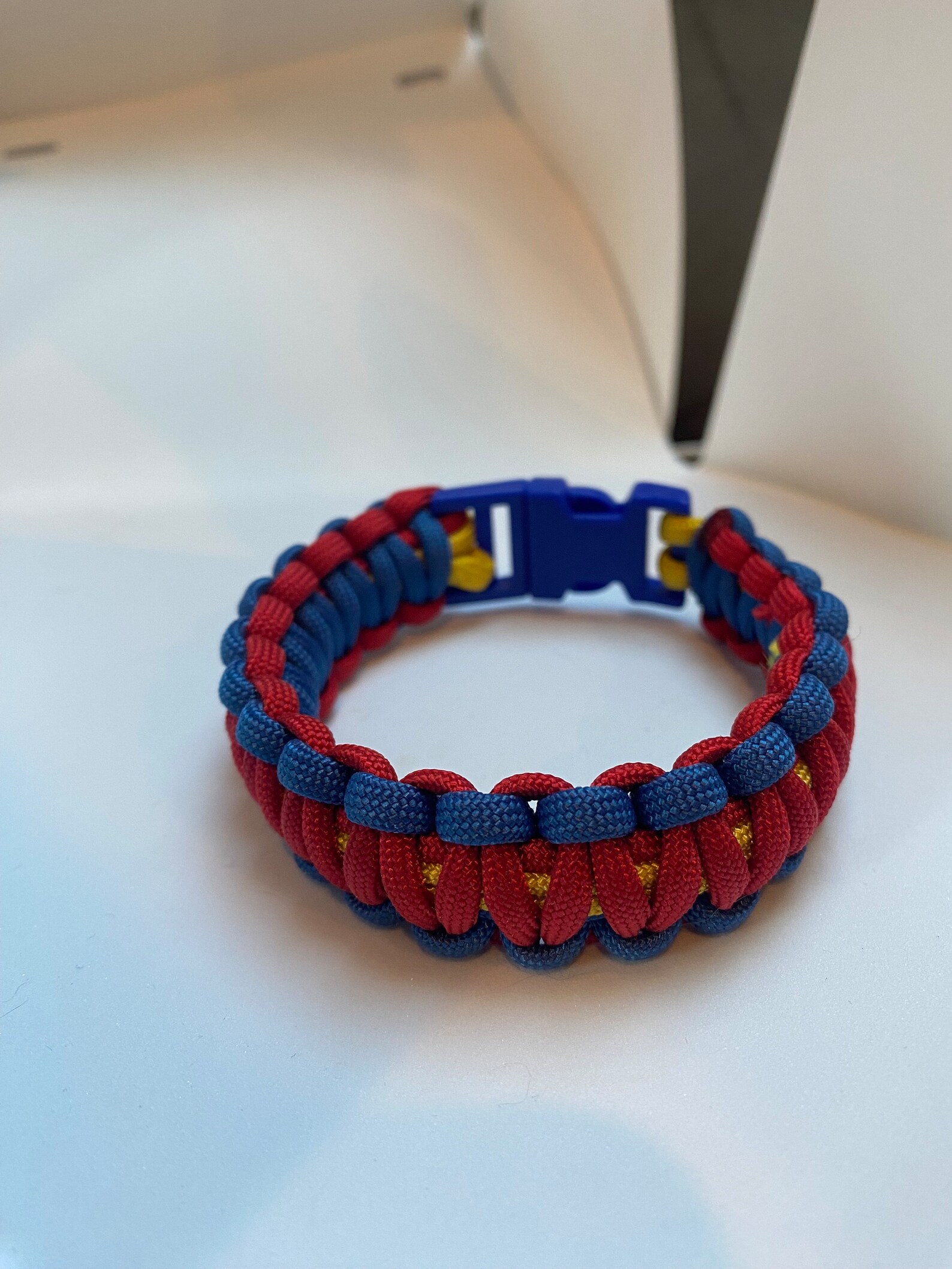 Three-tone Red Blue and Yellow Paracord Bracelet - Etsy