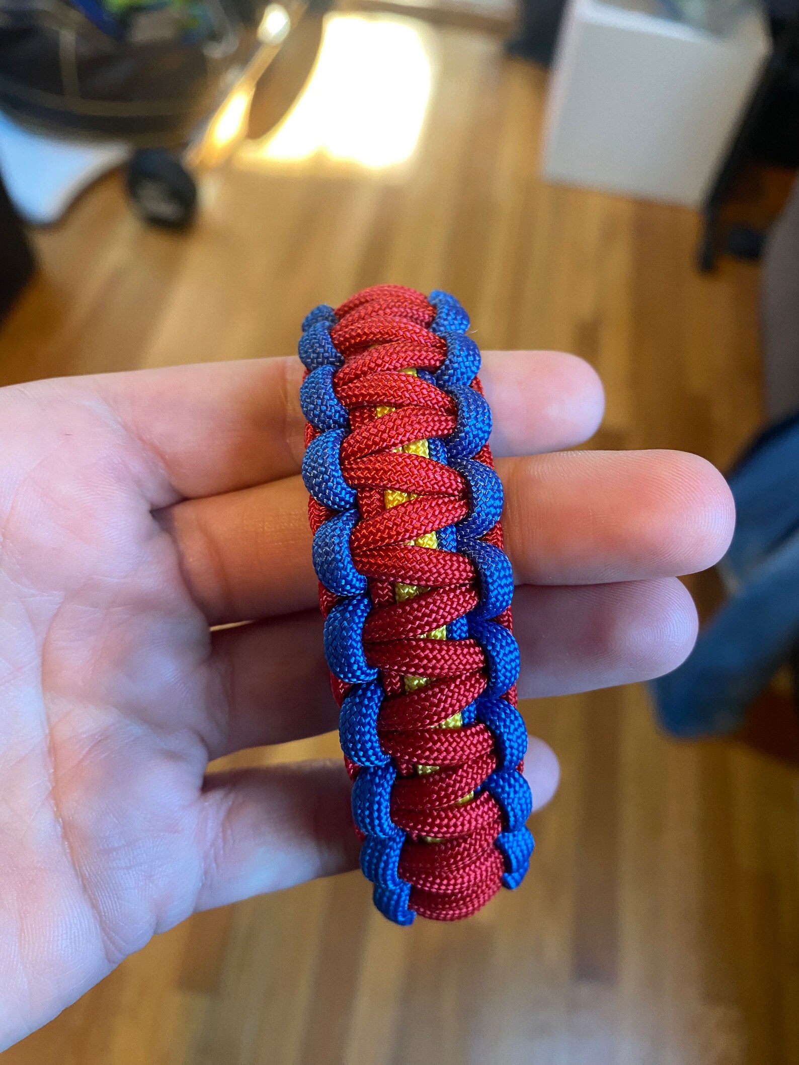 Three-tone Red Blue and Yellow Paracord Bracelet - Etsy
