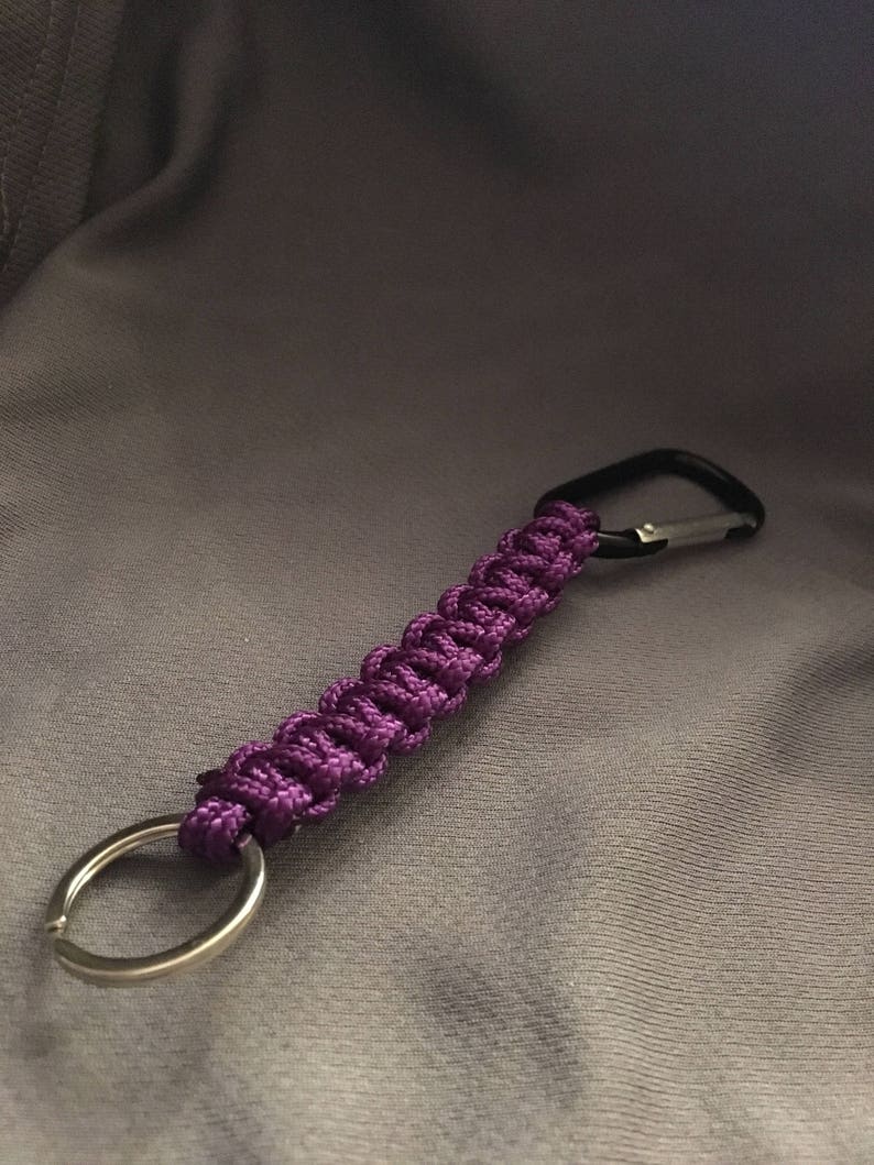 Purple Carabiner Paracord Keychain - Etsy