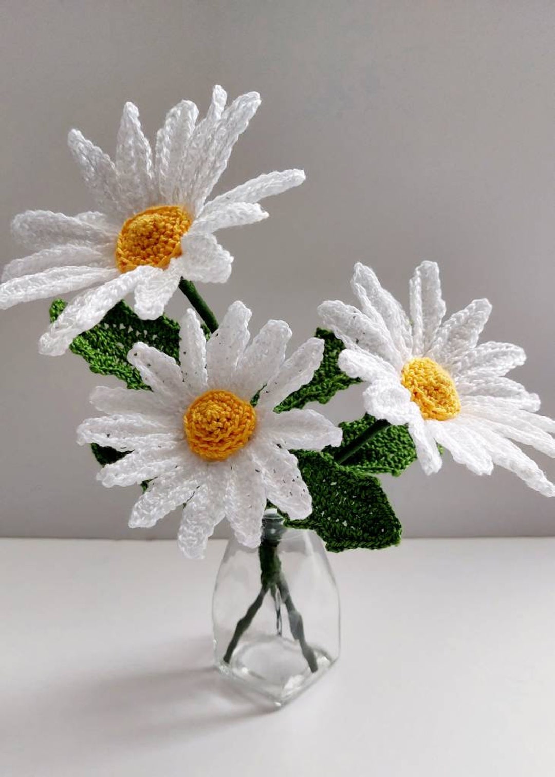 Crochet Daisy Posy Flowers Home Decor Daisy Gift Present Artificial ...