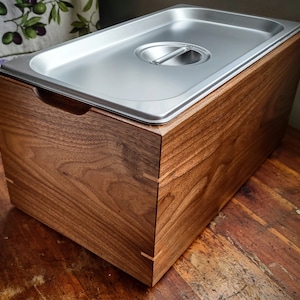 Walnut & Stainless Steel Deluxe (XL) Countertop Compost Bin Handcrafted - Etsy