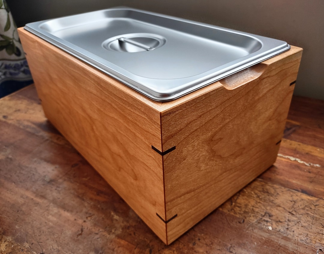 Cherry & Stainless Steel Deluxe (XL) Countertop Compost Bin Handcrafted ...