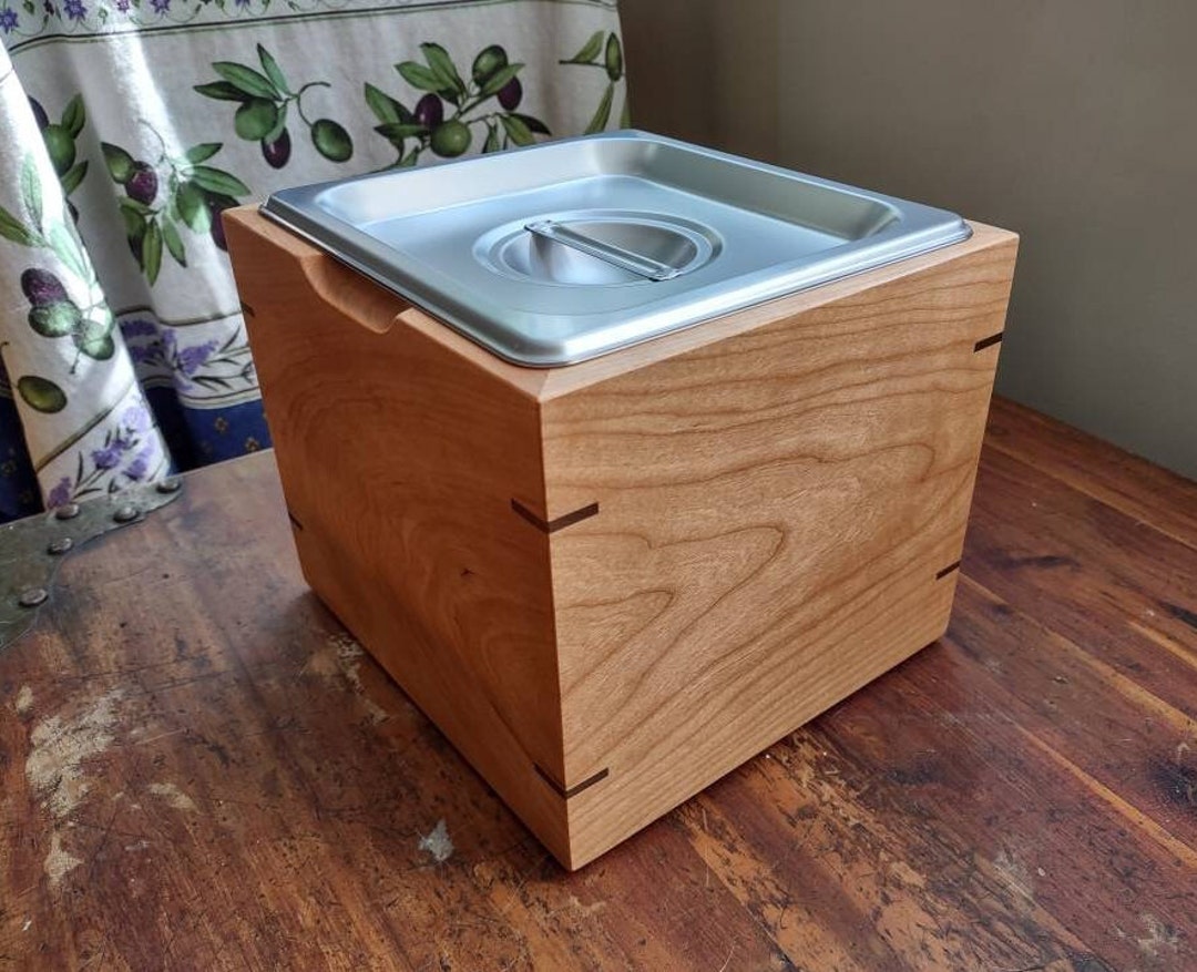 Handmade Cherry & Walnut Countertop Compost Bin With Stainless Steel ...