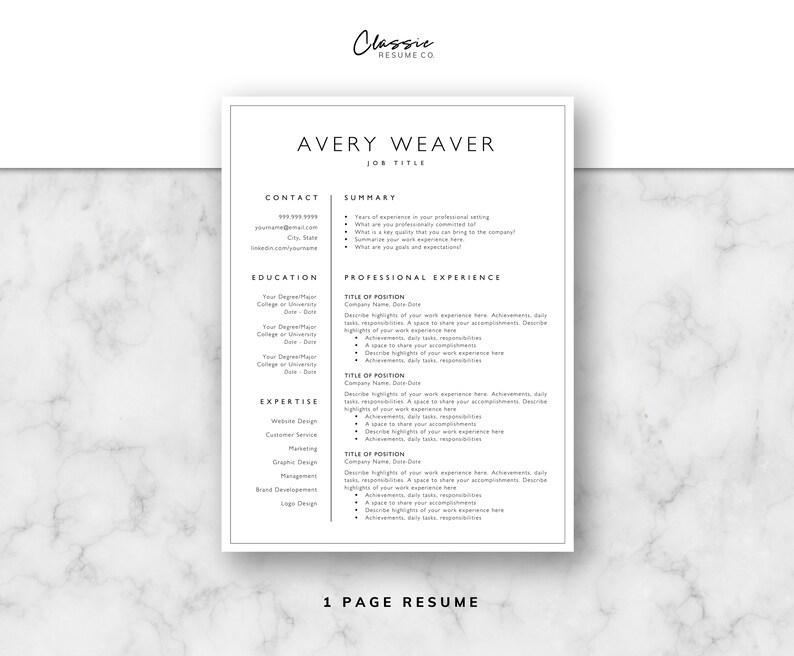 Professional Resume Template, CV, Curriculum Vitae Template Design ...