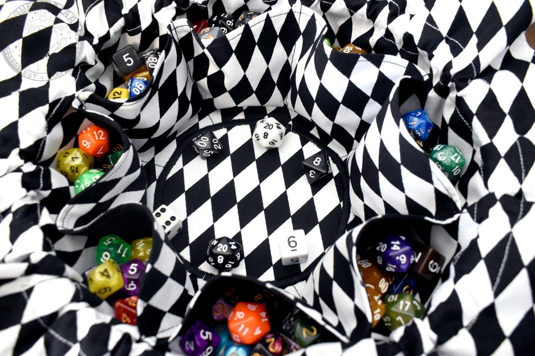 The Sad Clown's Dice Bag - Pocketed Dice Bag | Two Sizes: 18 Sets or 12 ...