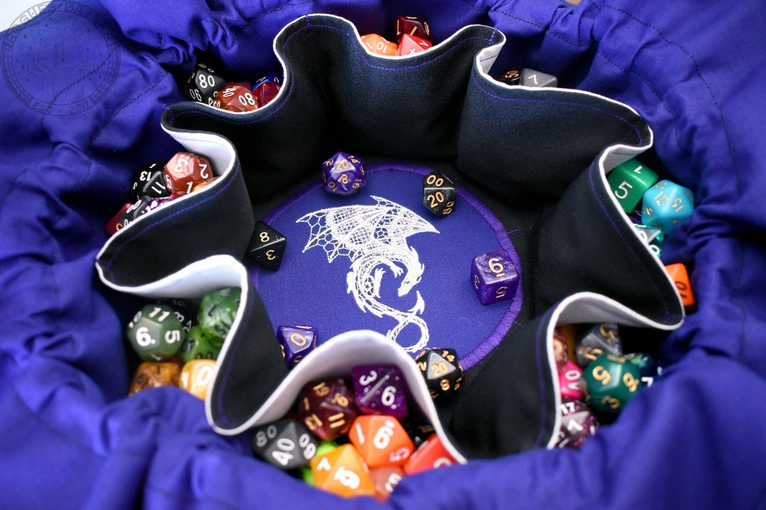The Dragon Guard's Dice Bag - 18 Dice Set Embroidered Pocket Dice Bag ...