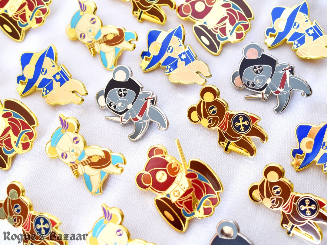 D&D Teddy Bear Pin Set Dungeons and Dragons Class Pin Kawaii Enamel Pin ...