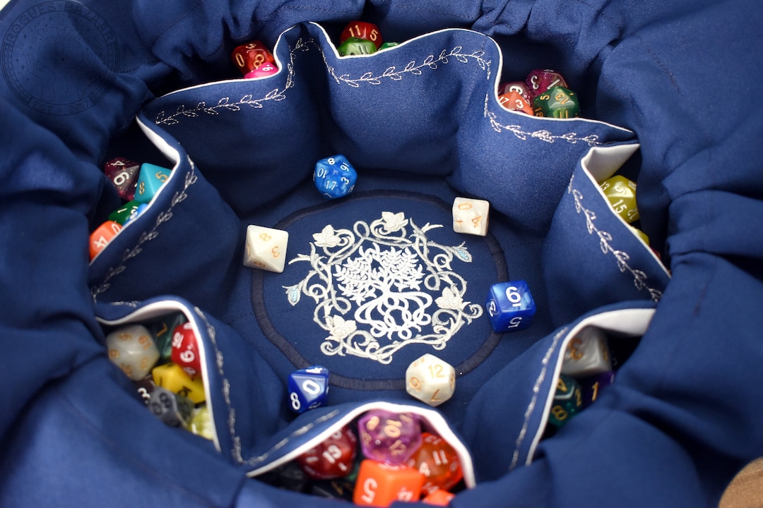 The Silver Tree Dice Bag - Embroidered Medium Pocket Dice Bag | Holds ...