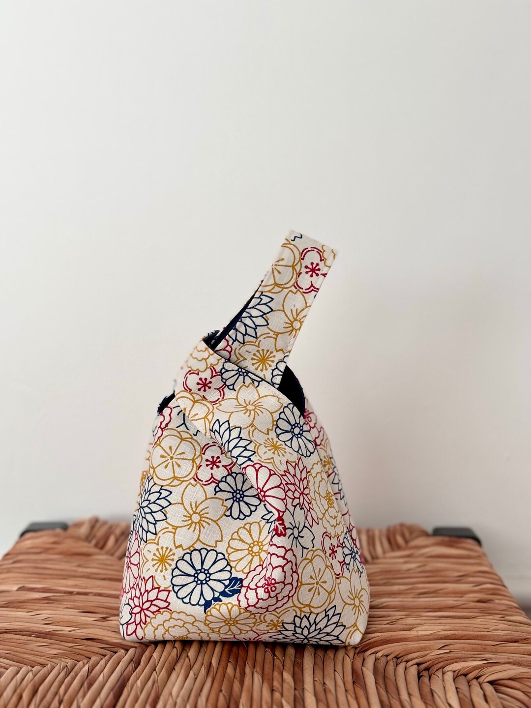 Small Knot Bag With Gusset & Pocket | Japanese Textured Fabric | Floral ...