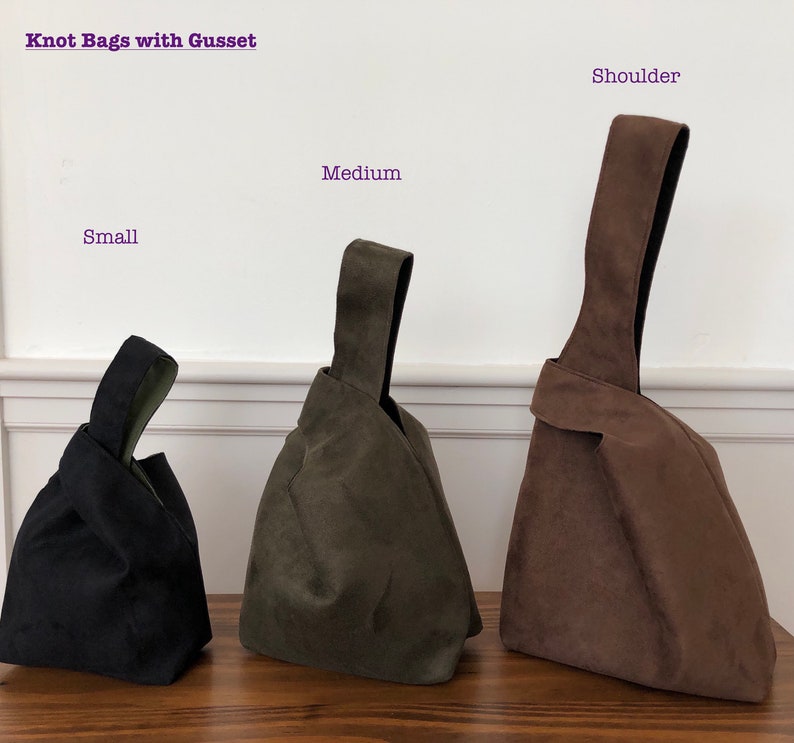 Small Knot Bag With Gusset & Pocket Japanese Textured Fabric Floral ...