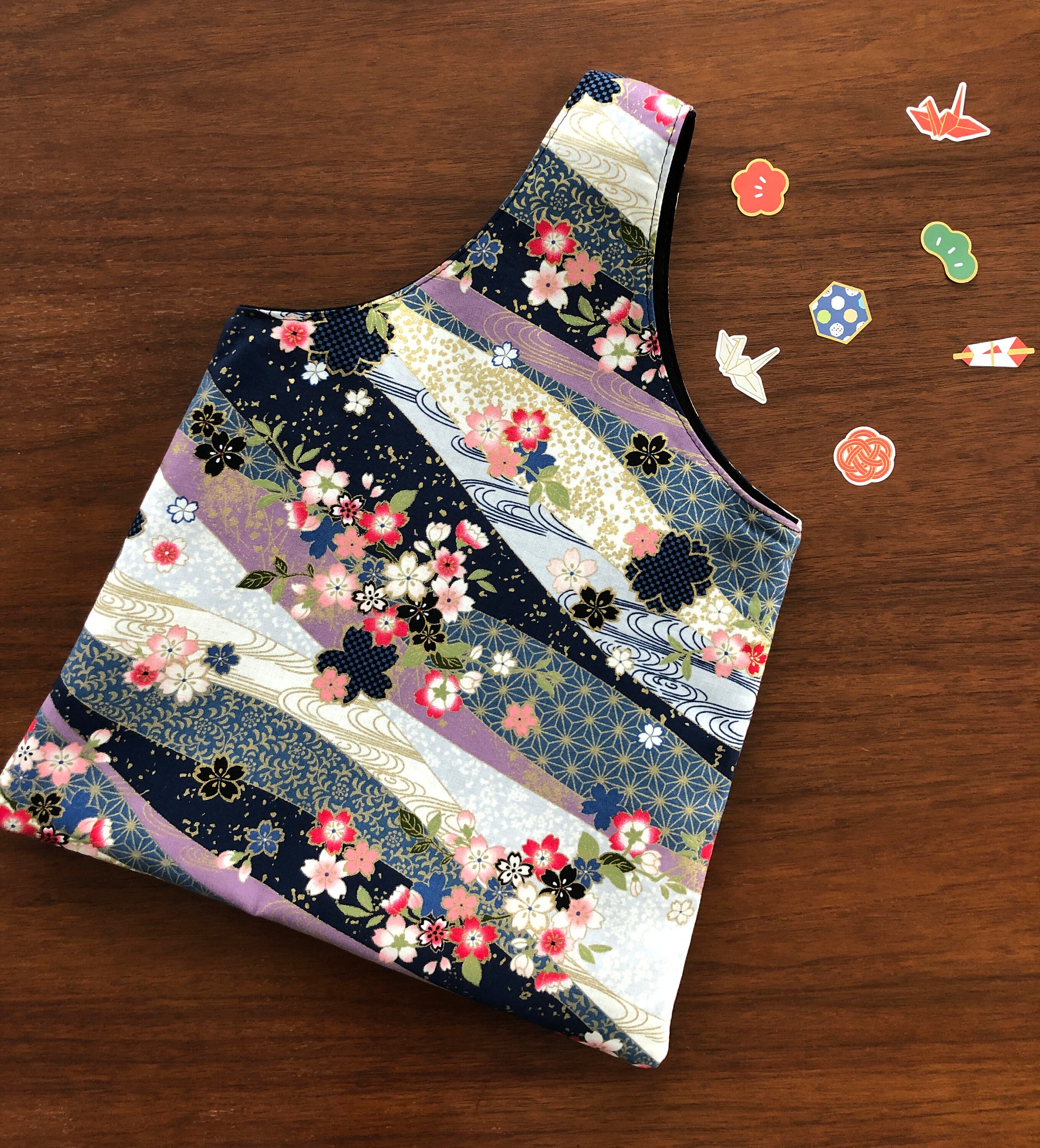 One-handle Tote Bag | Metallic Floral Japanese Fabric | Traditional ...