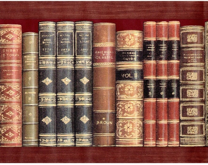 Vintage Classic History Books on Library Bookshelf Wallpaper Border ...
