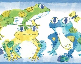 Rainbow Froggy & Friend Wallpaper Border Leaping Frogs With - Etsy