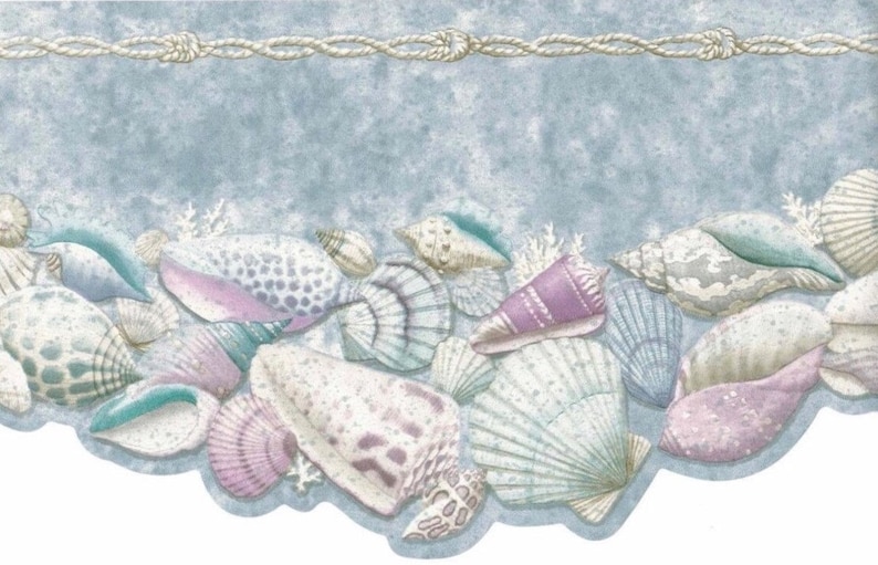 Scalloped Seashell Wallpaper Border 7 Inch, Coastal Nautical Wall Trim ...
