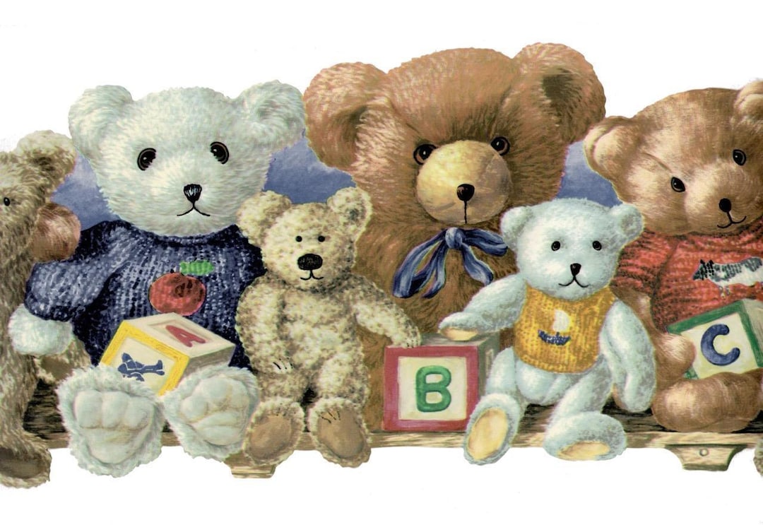 Plush Teddy Bears & Friends Wallpaper Border, Teddy Bear Wallpaper ...