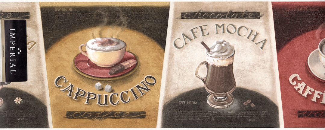 Café Coffee Wallpaper Border, Kitchen Wall Décor, Coffee Border With ...