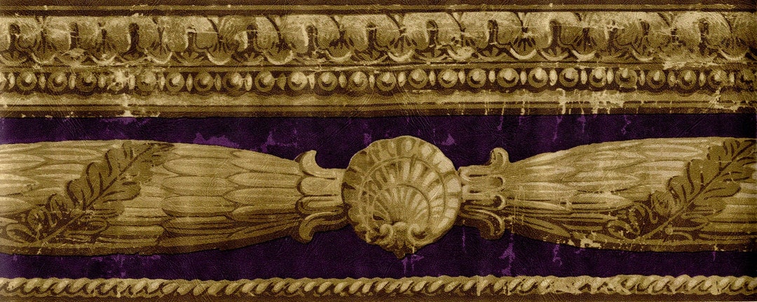 Raymond Waites Victorian Swag Wallpaper Border, Gold Brown Scallop ...