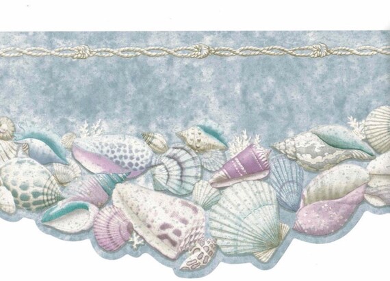 Home Décor Wall Décor Seashell Die Cut Wallpaper Border Coastal Border ...