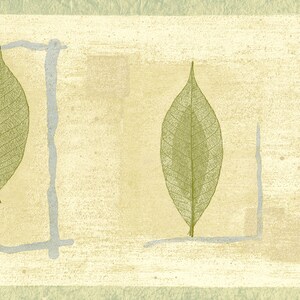 Contemporary Leaf Wallpaper Border | Green Pressed Leaves Wallpaper ...