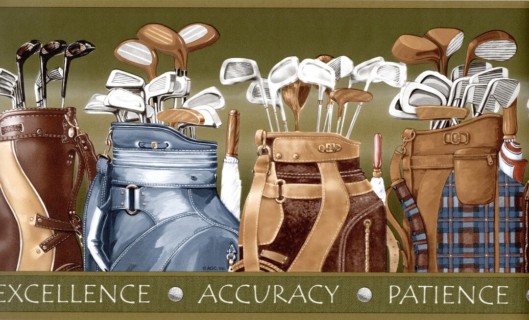 Golf Club Wallpaper Border, Sport Golf Bags Drivers Wedges Irons ...