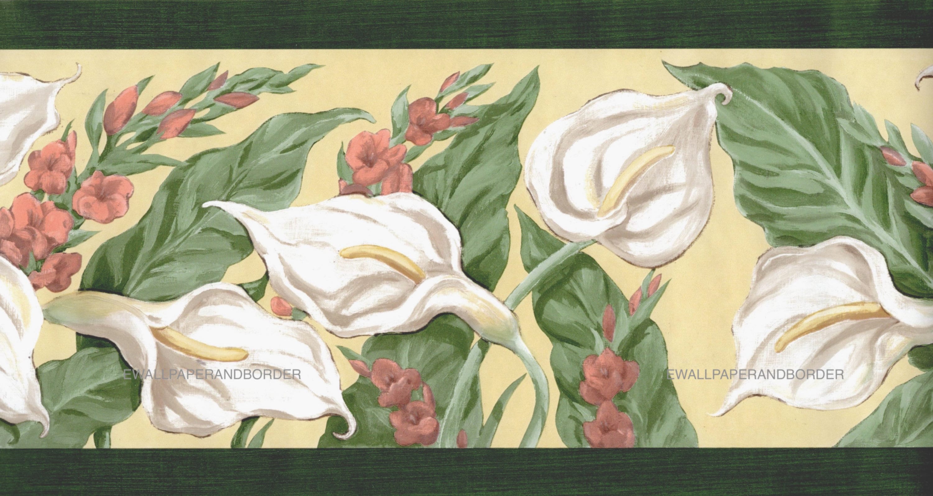 Anthurium White Flower Wallpaper Border Tropical White and - Etsy