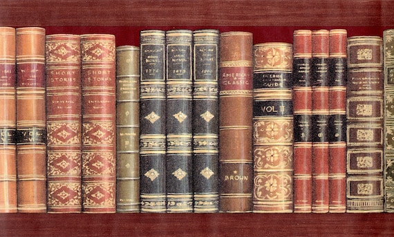 Vintage Classic History Books on Library Bookshelf Wallpaper - Etsy