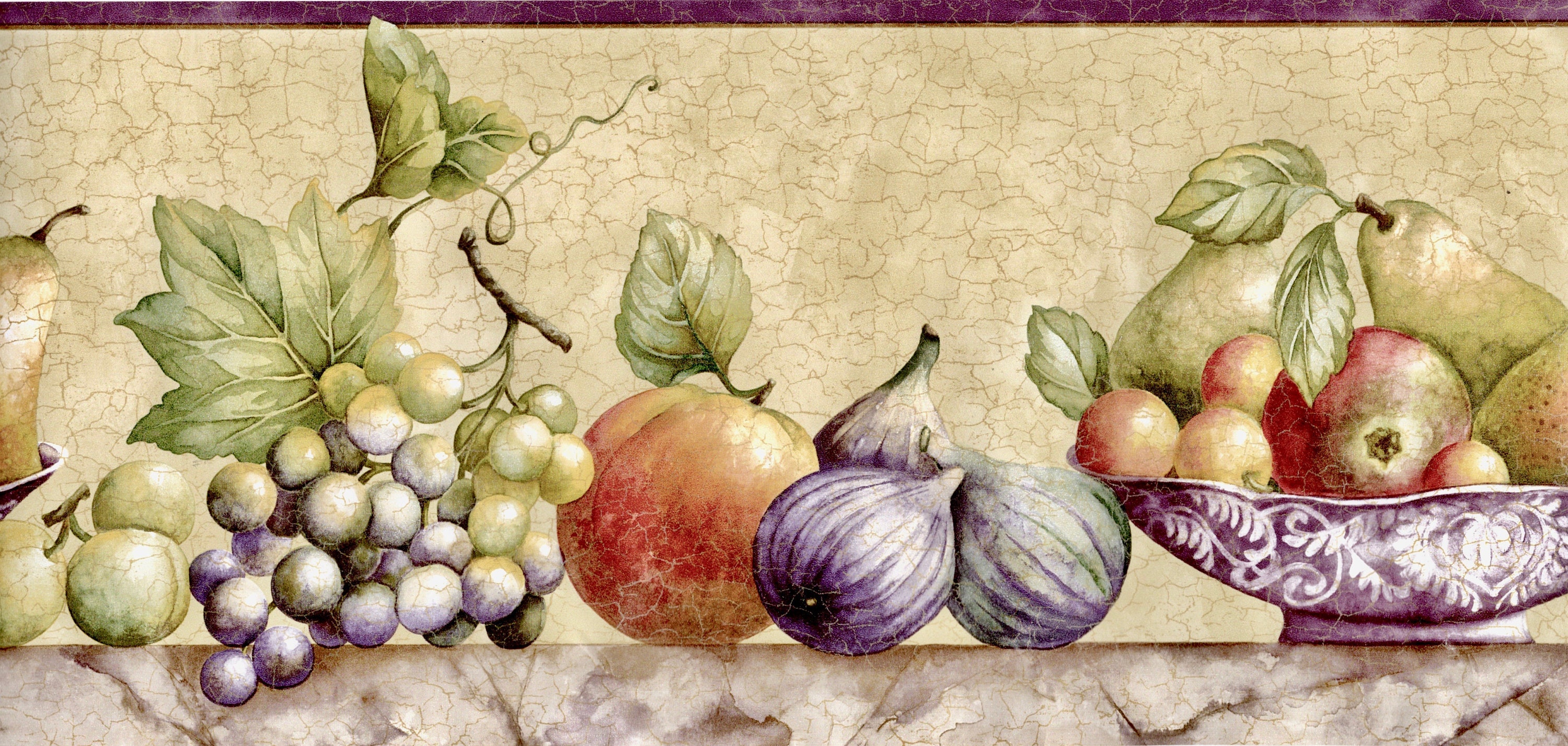 Abundance of Fruits Wallpaper Border Primitive Fruits Country - Etsy UK