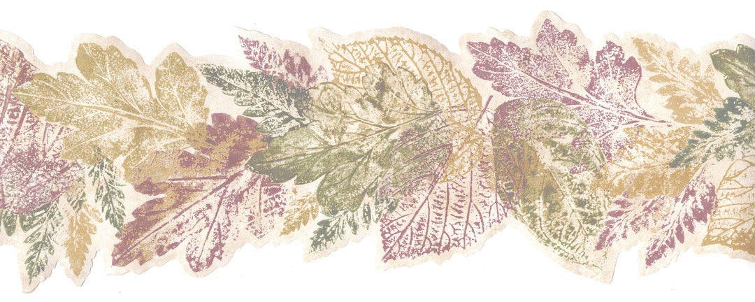 Die Cut Pressed Leaves Rustic Leaf Wallpaper Border, Scalloped Design ...