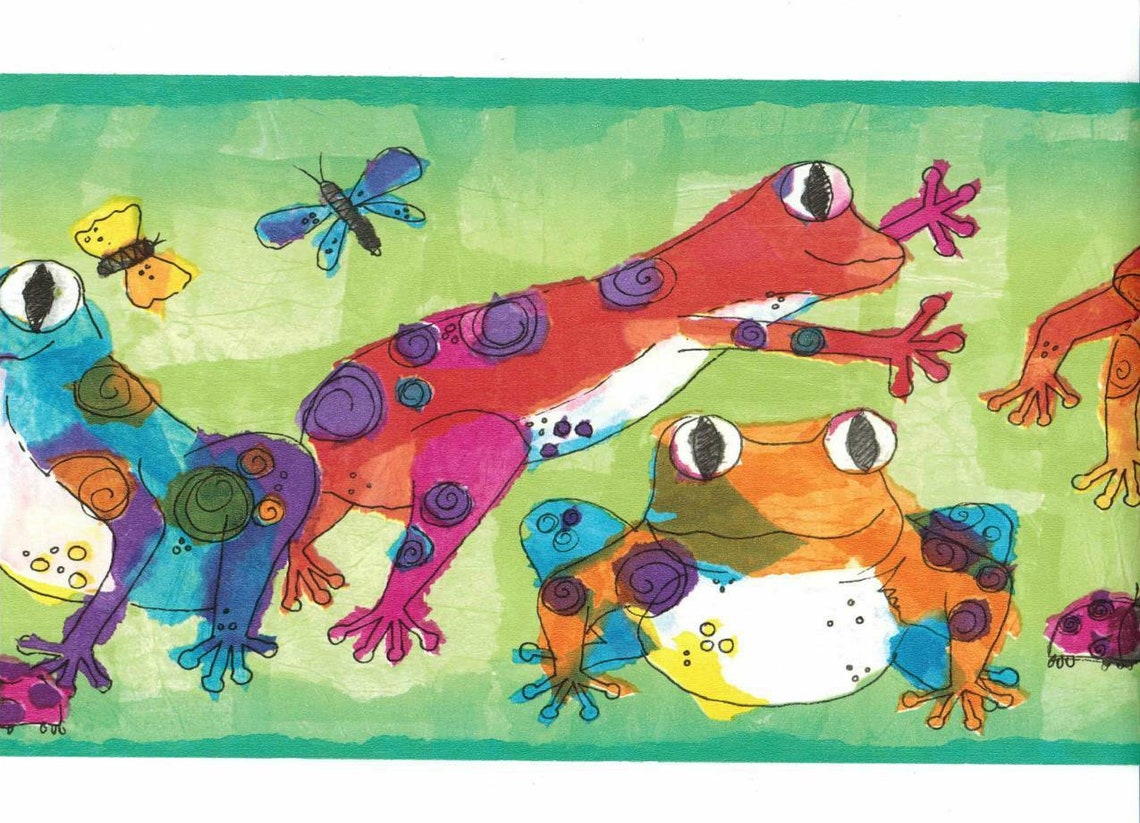Rainbow Froggy & Friend Wallpaper Border Leaping Frogs With - Etsy