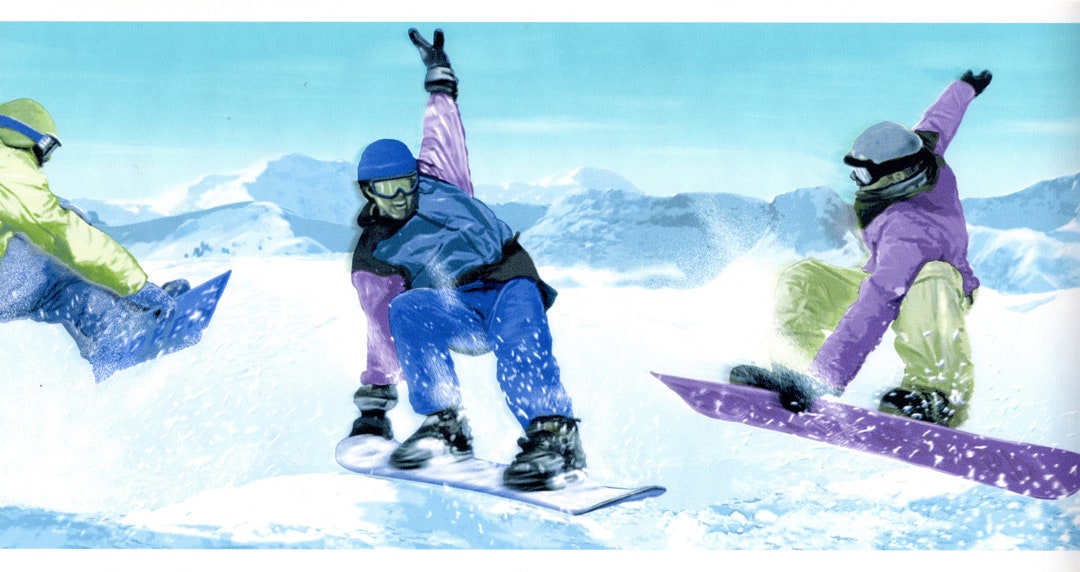 Snowboarding, Winter Sports Wallpaper Border,outdoor Action Ski Lodge ...