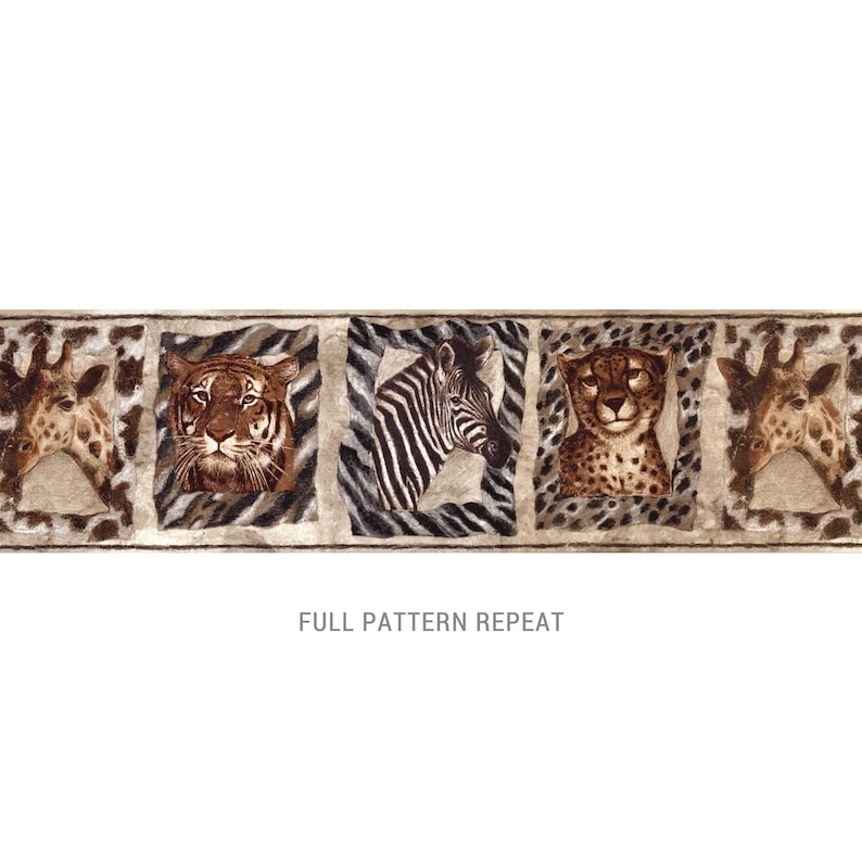 Nature Wilderness Wallpaper Border, Rainforest Safari Lion Tiger ...