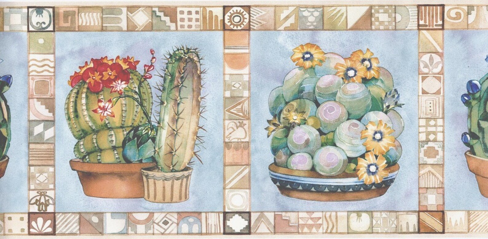 Cactus Wallpaper Border Cactus Flowers Wallpaper Border - Etsy