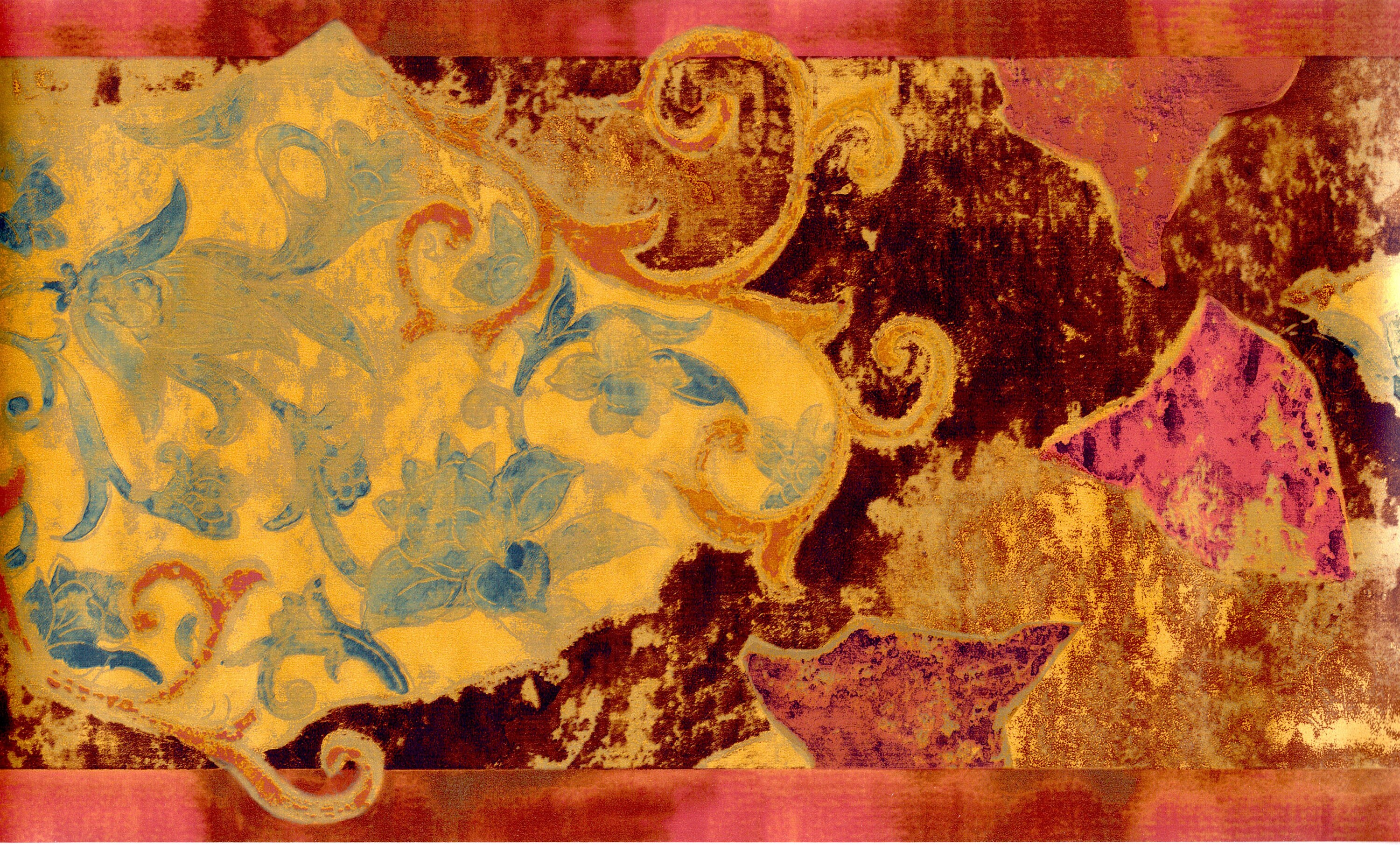 Contemporary Abstract Wallpaper Border Gold Shimmer Blue - Etsy