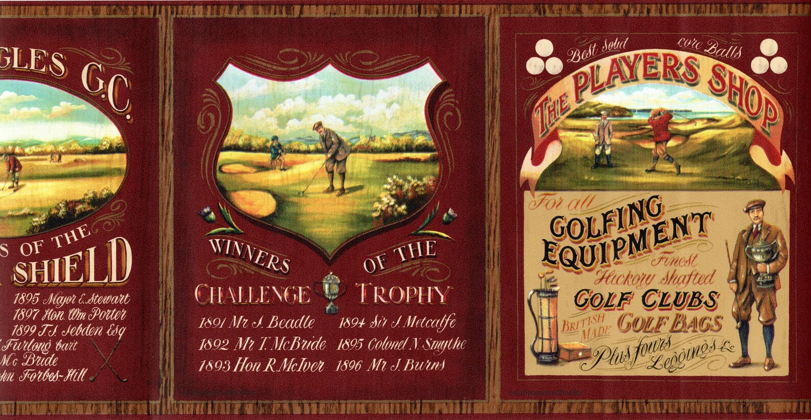 Vintage Golf Scene Wallpaper Border Golf Wallpaper Border - Etsy
