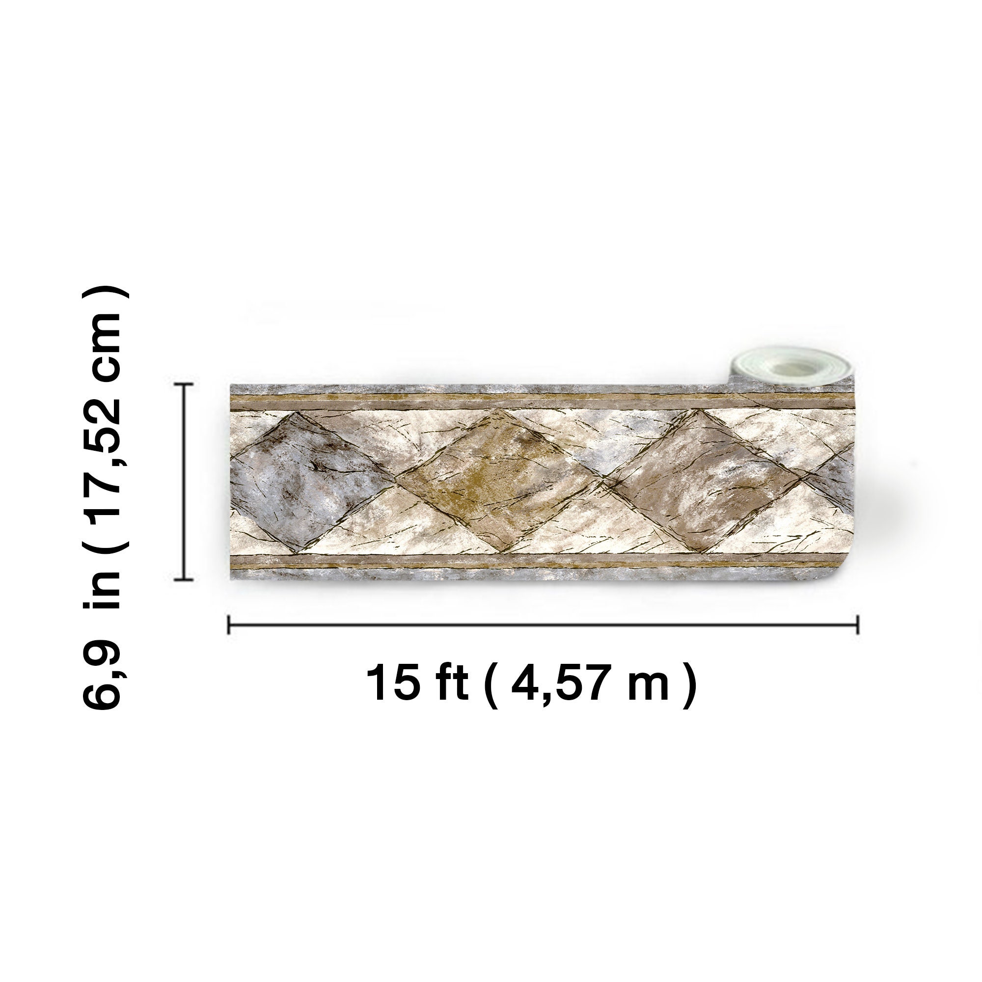 Rollo De Papel Estilo Marmol TRIMZ Geometric Tile Wallpaper Border ...