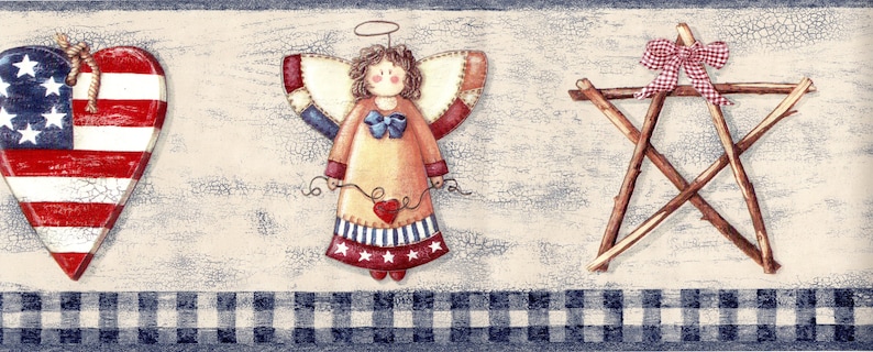 Rustic Patriotic Angel Wallpaper Border – Farmhouse Decor, 15 Ft - Etsy