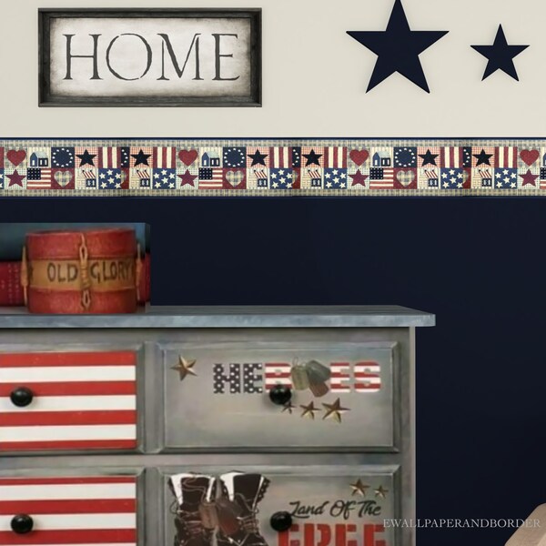 American Flag Wallpaper Border - Etsy