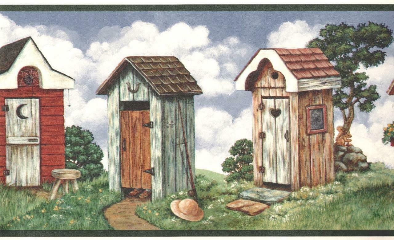 Primitive Country Outhouse Wallpaper Border Rustic Country - Etsy