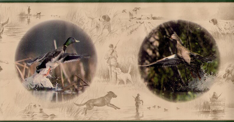 Country Nature Wilderness Wild Ducks Hunting Wallpaper Border - Etsy