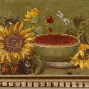 Artistically Designed Kitchen Wallpaper Border With Grapes Watermelon ...