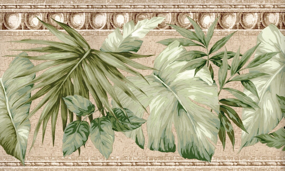 Vintage Tropical Leaf Wallpaper Border 10.25 Inch, Botanical Wall Decor ...