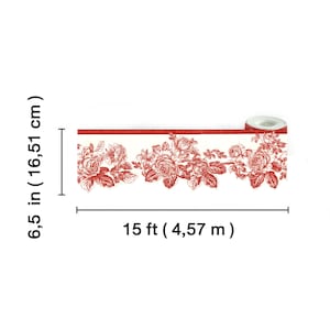 Vintage Red Rose Wallpaper Border - Scalloped Floral Design - Flower ...
