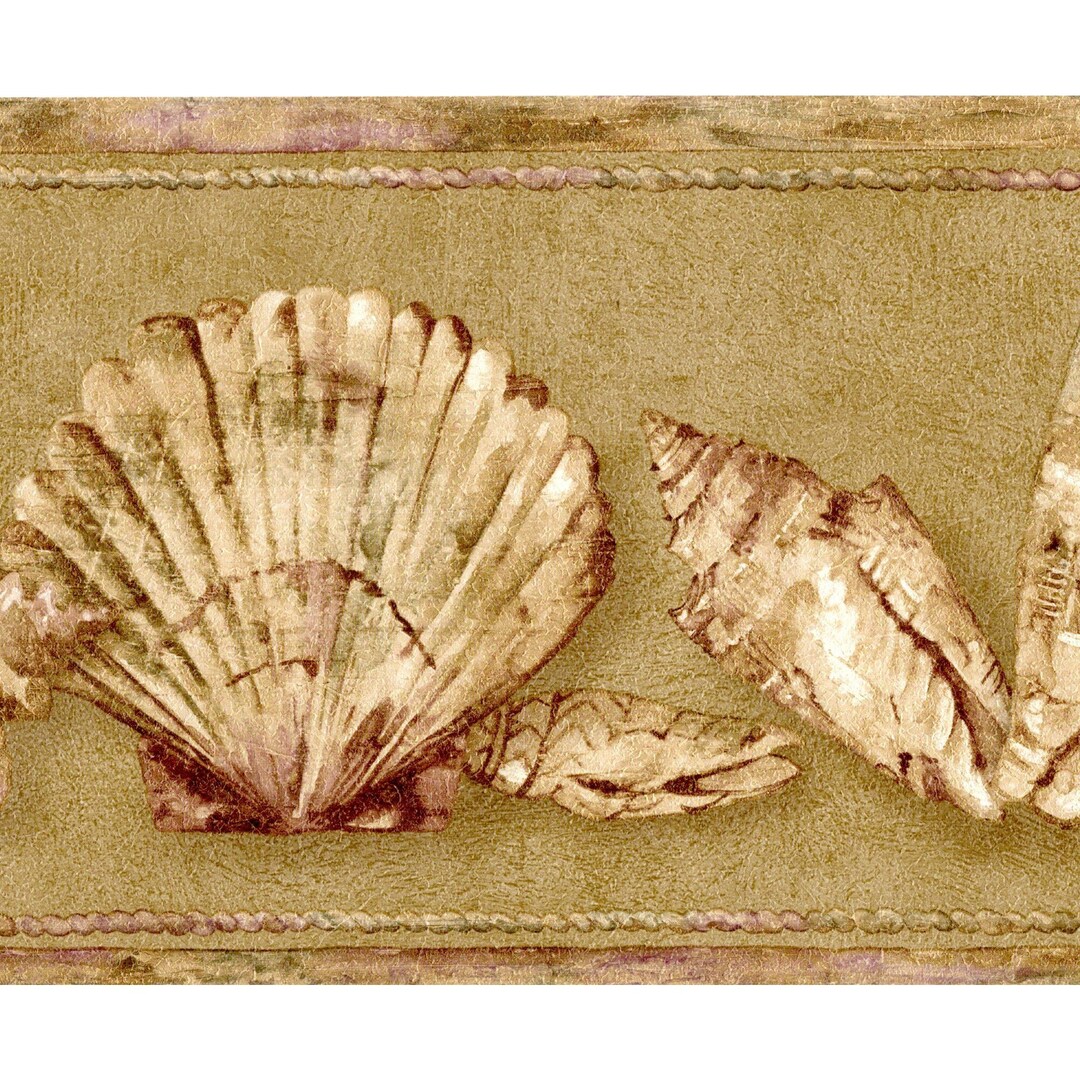 Coastal Seashell Wallpaper Border | Nautical Coastal Sandy Beach ...